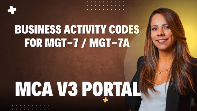 Business Activity Codes for MGT-7 / MGT-7A MCA V3 PORTAL - Mycsonline